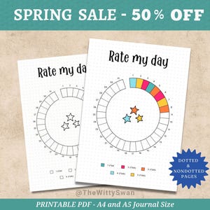 Rate My Day Tracker Printable Journal Pages Wheel Tracker Bujo ...