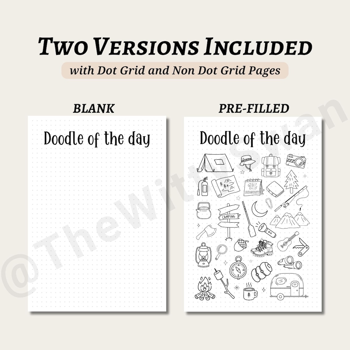Doodle of the Day Bundle Printable Journal Pages Monthly Doodle of the ...