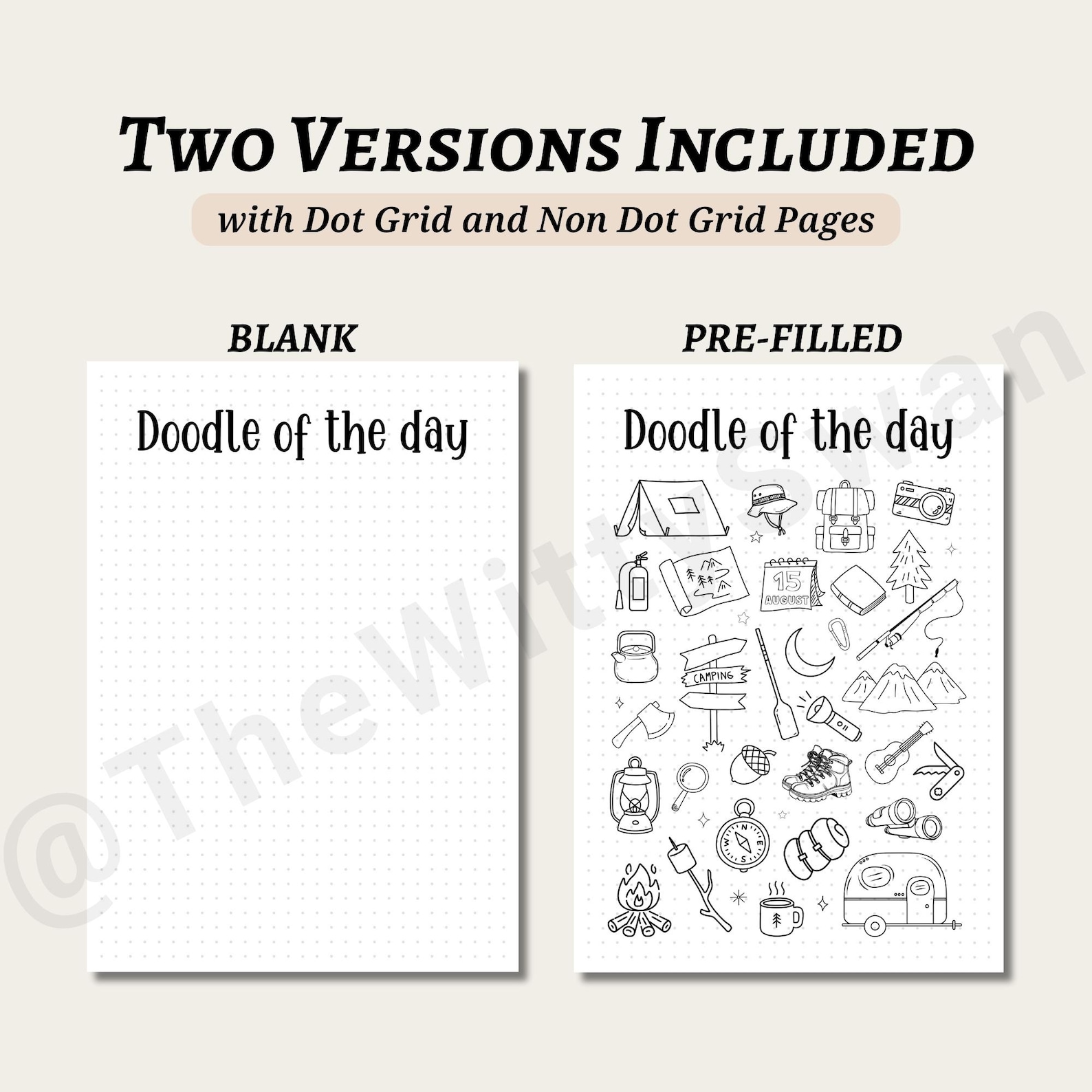 Doodle of the Day Bundle Printable Journal Pages Monthly Doodle of the ...