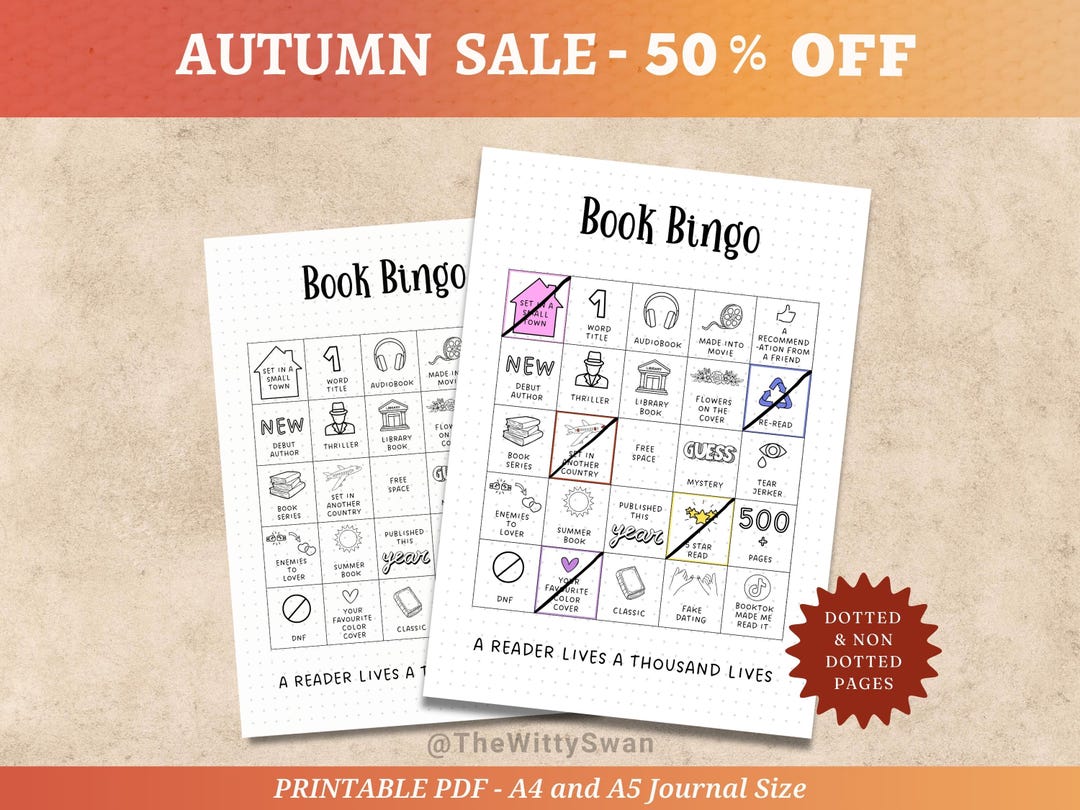 Book Bingo Printable Journal Pages Book Reading Tracker Bujo Printable ...