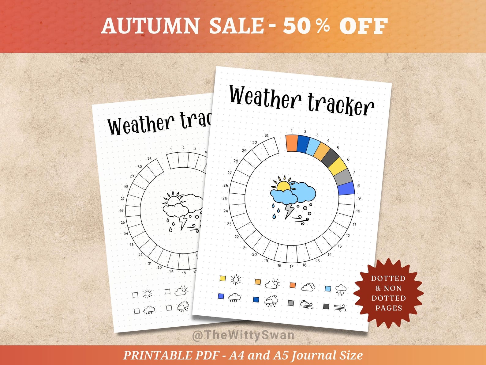 Weather Tracker Printable Journal Pages Monthly Tracker Bujo Printable ...