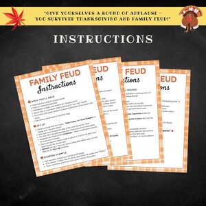 Thanksgiving Friendly Feud Printable Party Games Family Activities Fall ...