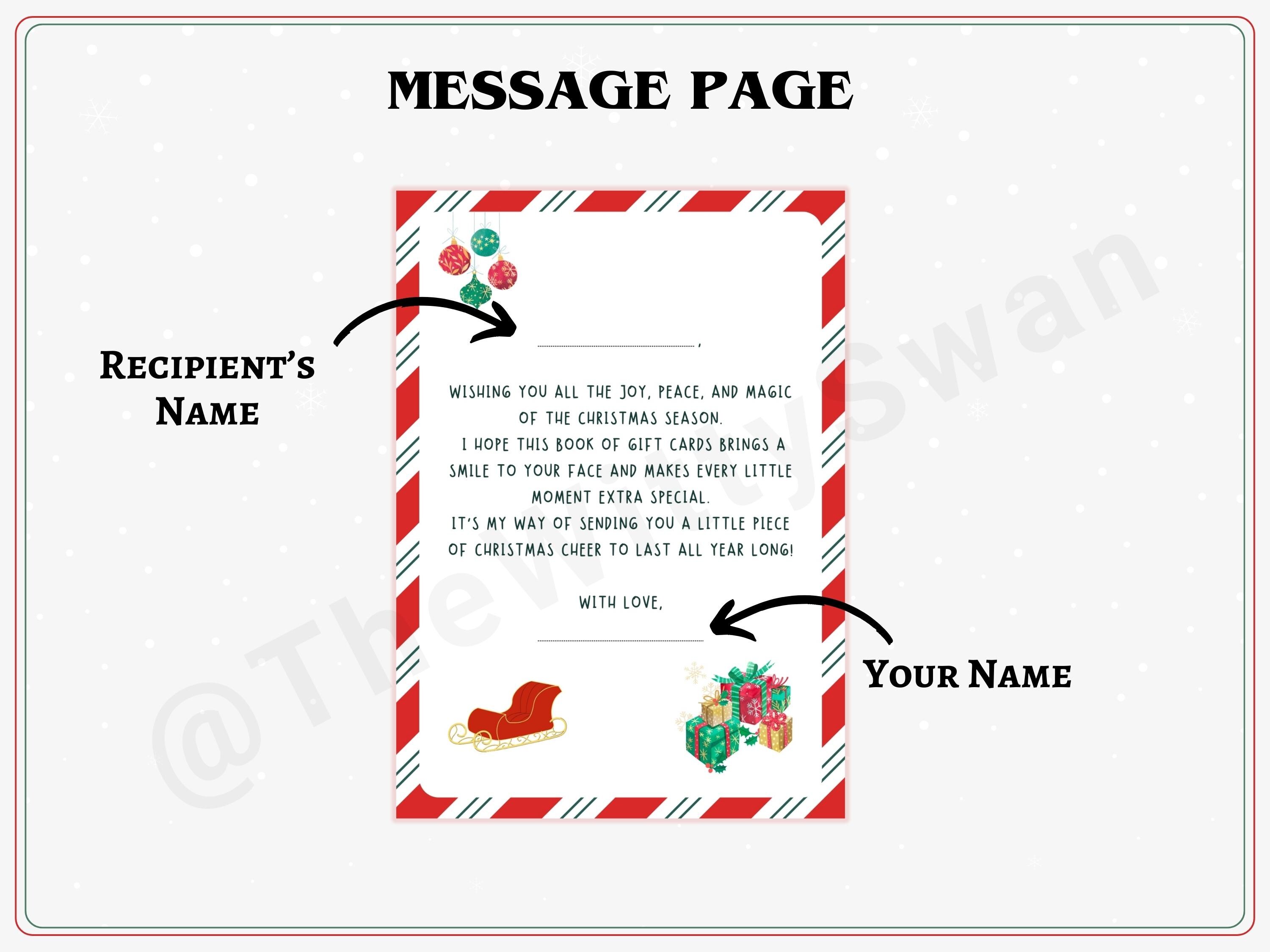 Printable Christmas Gift Card Book Personalized Gift Card Holder ...