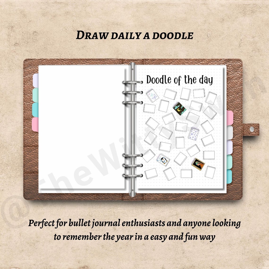 Book Doodle Journal Pages Printable Monthly Doodle of the Day A5 Insert ...