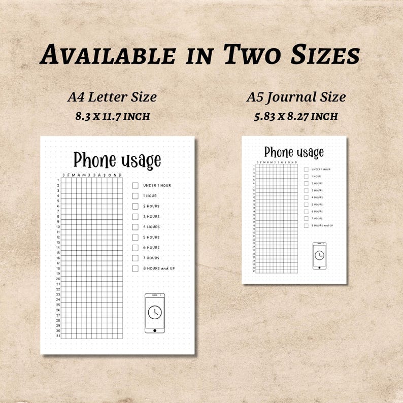Screen Time Tracker Journal Pages Printable Yearly Tracker Bujo ...