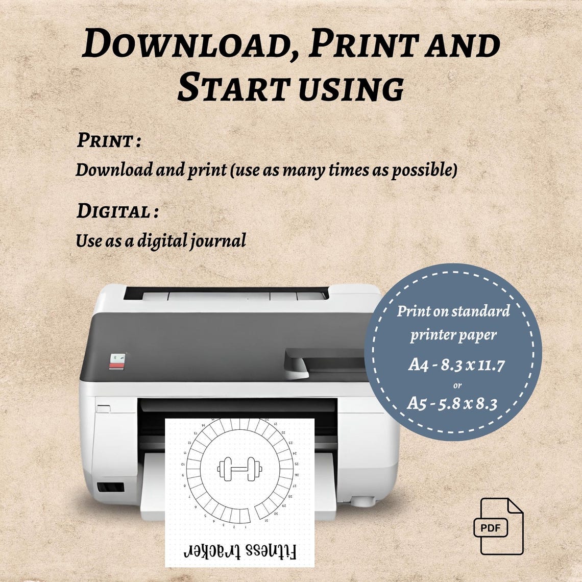 Fitness Tracker Printable Journal Page Exercise Tracker Monthly Tracker ...