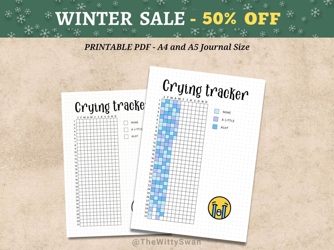 Crying Tracker Printable Journal Pages Mental Health Tracker Yearly ...