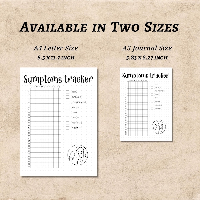 Symptoms Tracker Journal Pages Printable Yearly Tracker Health Tracker ...