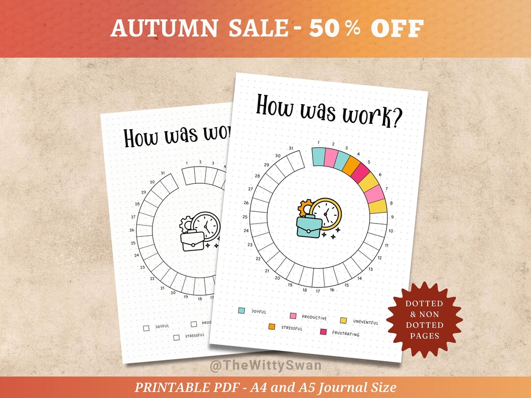 How Was Work Tracker Journal Pages Printable Monthly Tracker Bujo ...