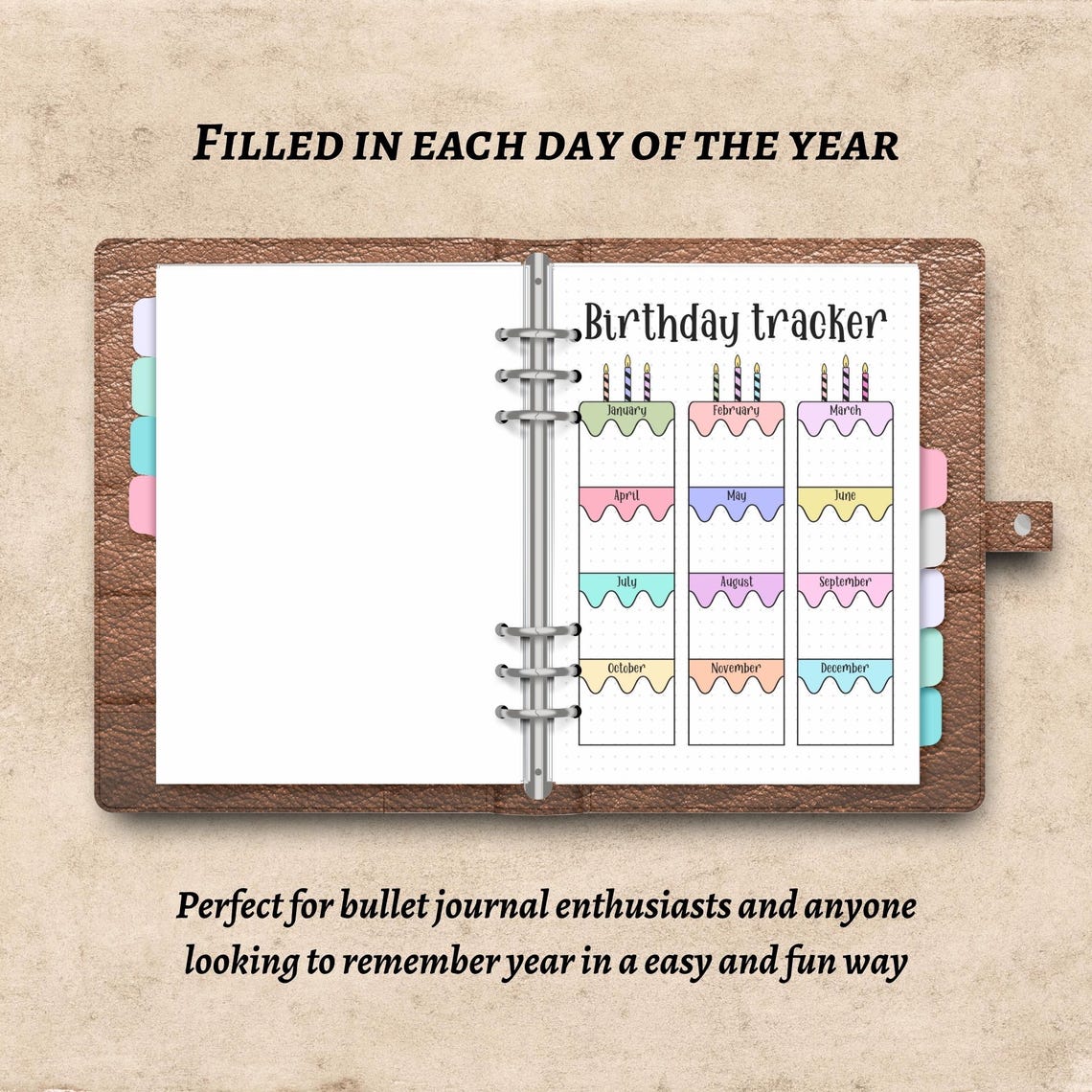 Birthday Tracker Journal Pages Printable Birthday Reminder Bujo ...