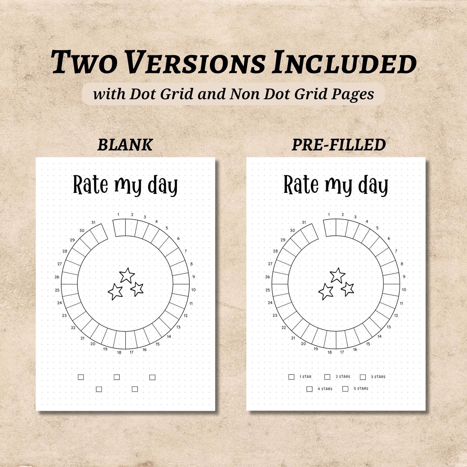 Rate My Day Tracker Printable Journal Pages Wheel Tracker Bujo ...