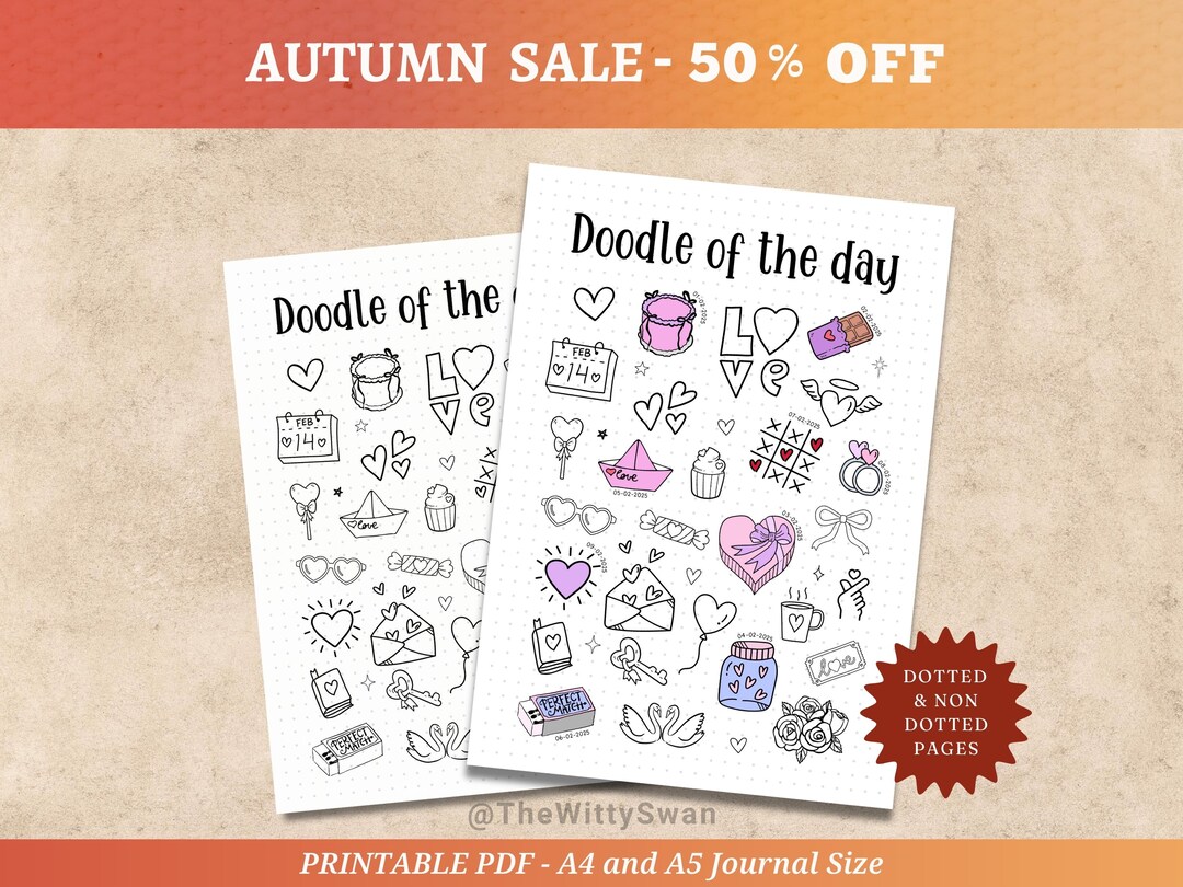 Doodle of the Day Printable Journal Page Printable Monthly Doodle of ...