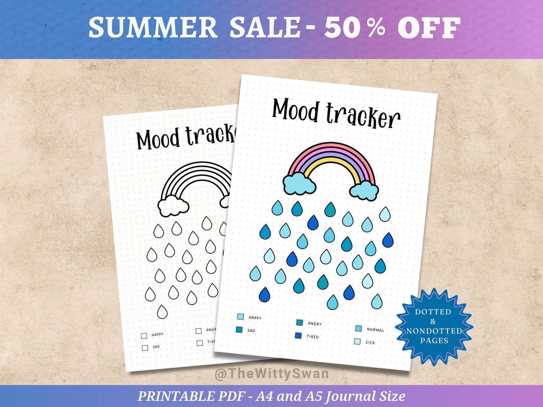 Rainbow Mood Tracker Journal Pages Printable Mood Habit Tracker Bujo ...