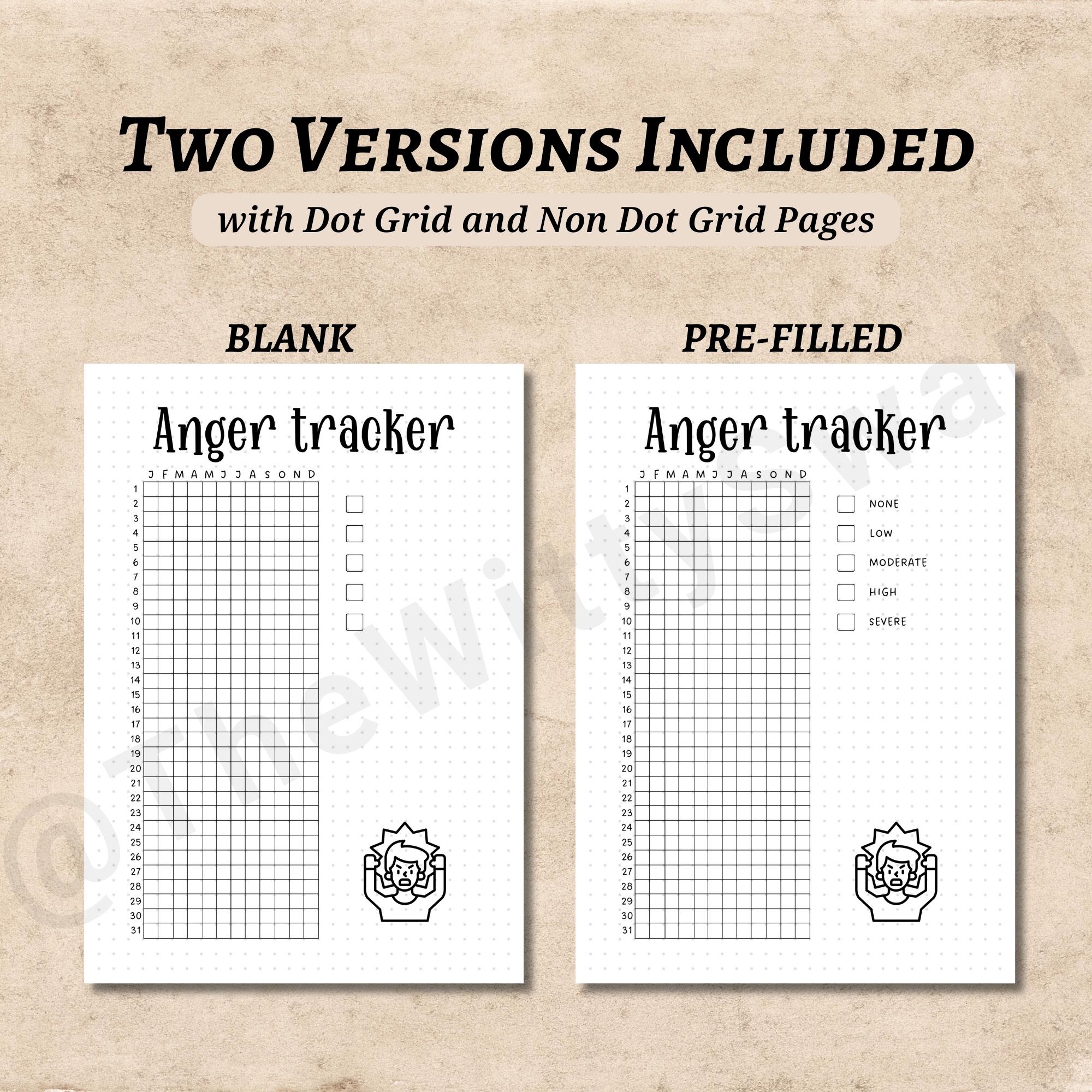 Anger Tracker Printable Journal Pages Mental Health Tracker Yearly ...