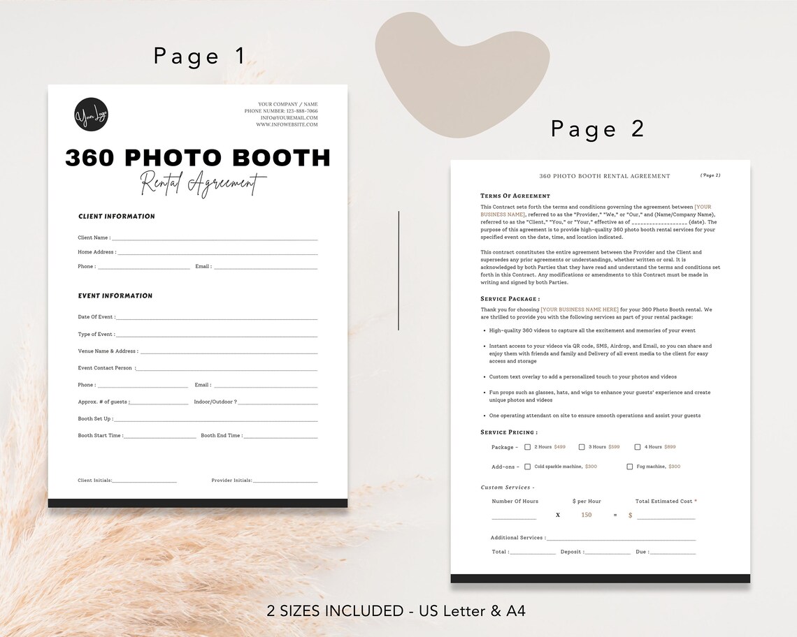 Editable Photo Booth Rental Agreement Template, Photo Booth Contract ...