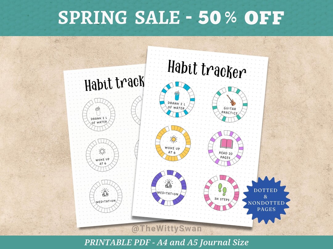 Habit Tracker Journal Pages Printable Monthly Tracker Bujo Printable ...