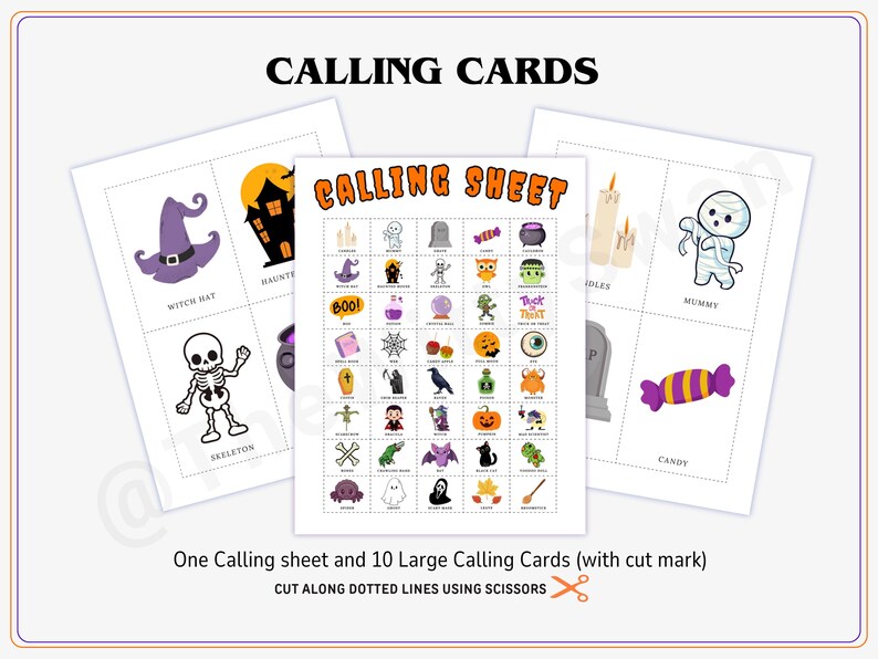 50 Halloween Bingo Cards, Printable Party Games, Spooky Kids Game ...