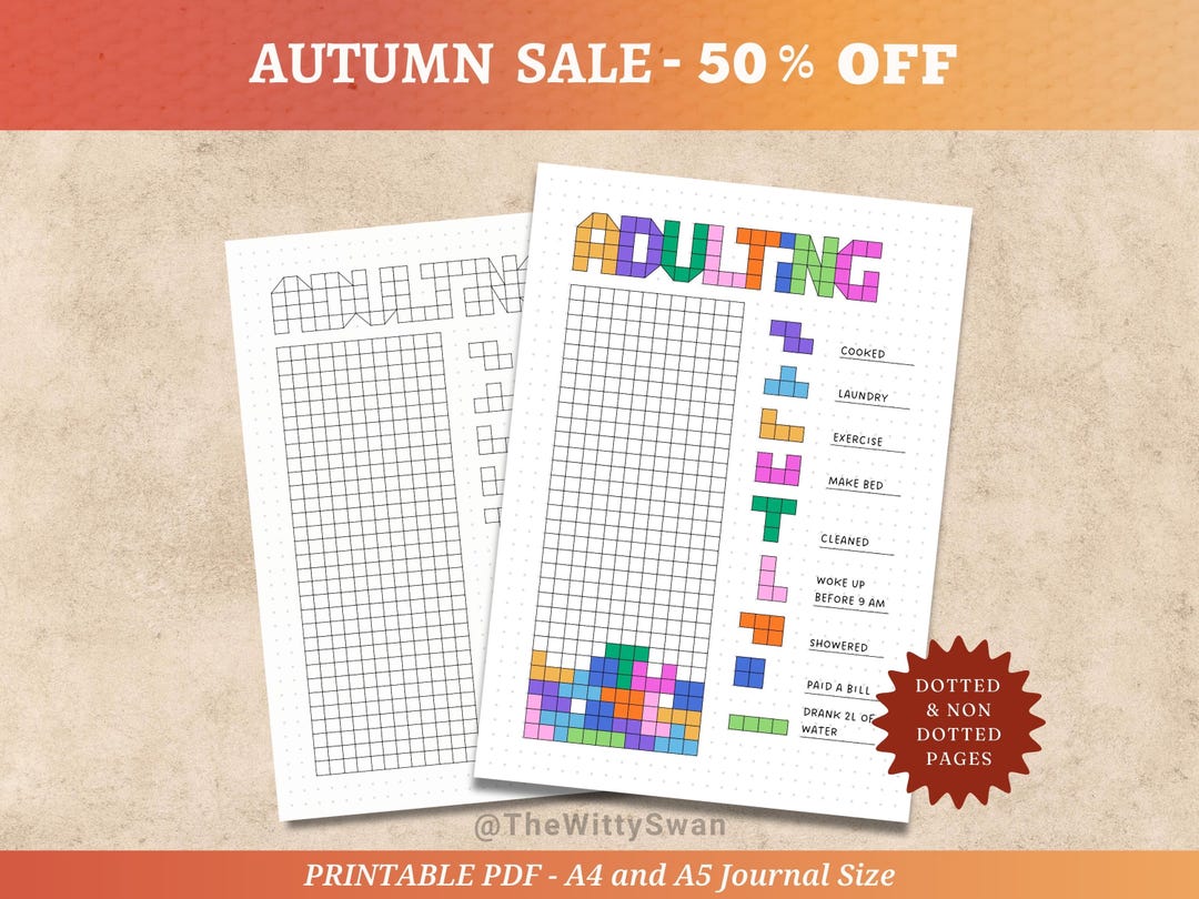 Adulting Tetris Journal Pages Printable Adulting Tracker Planner Page ...
