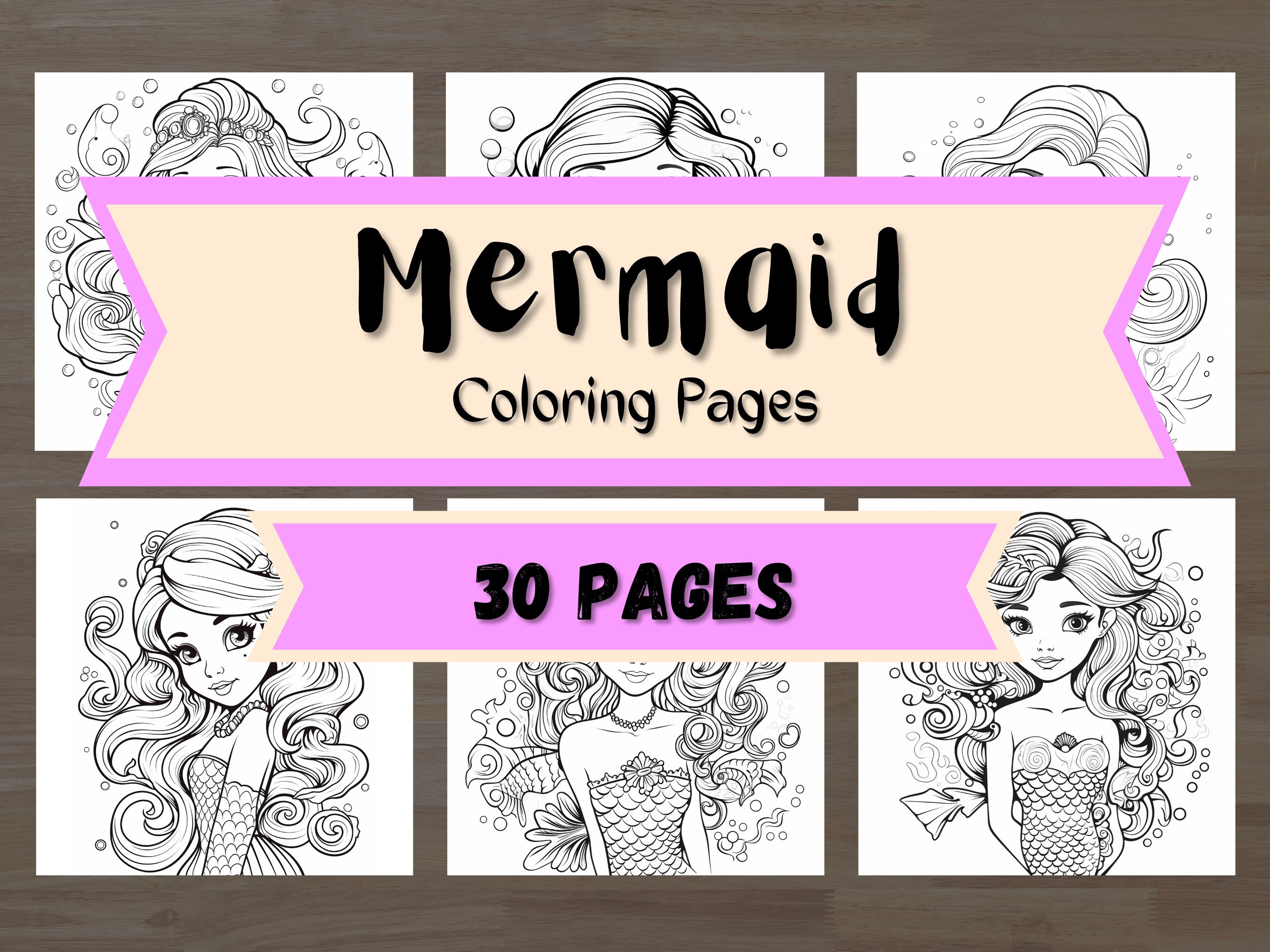 Cute Mermaid Coloring Book Pages Printable Mermaid Coloring Pages Ocean ...