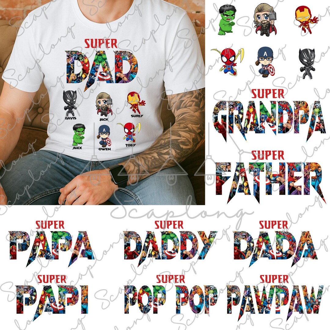 Personalized Superhero Dad Png Bundle, Best Dad Ever Png, Father's Day ...