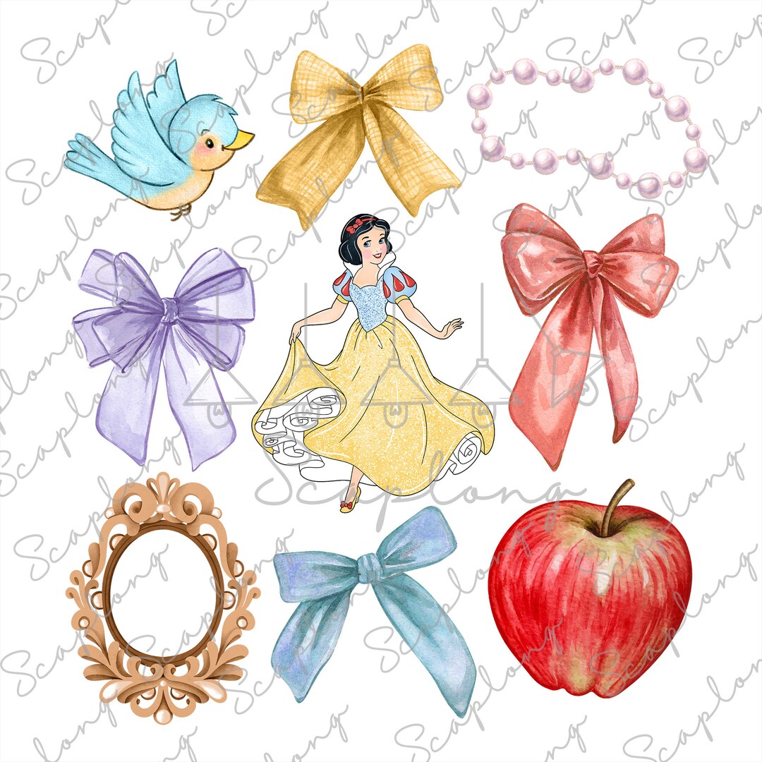 Watercolor Princess Coquette Bow Png, Princess Apple Coquette Png ...