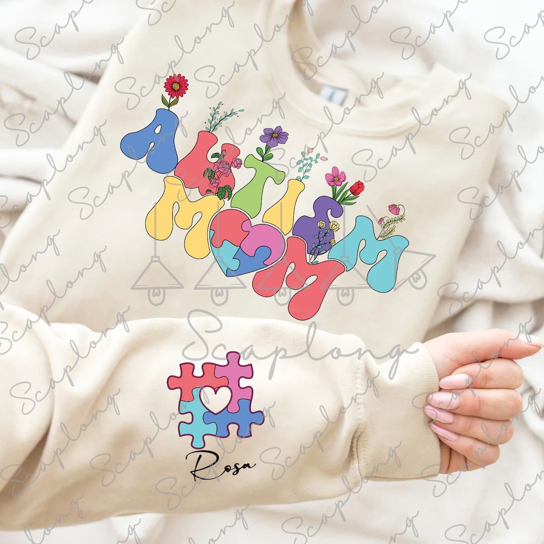 Custom Autism Mom Png, Autism Awareness Png, Floral Autism Puzzle Png ...