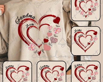 Bundle Custom Mom Heart With Kids Name Png, Mama Love Png, Happy Mother ...