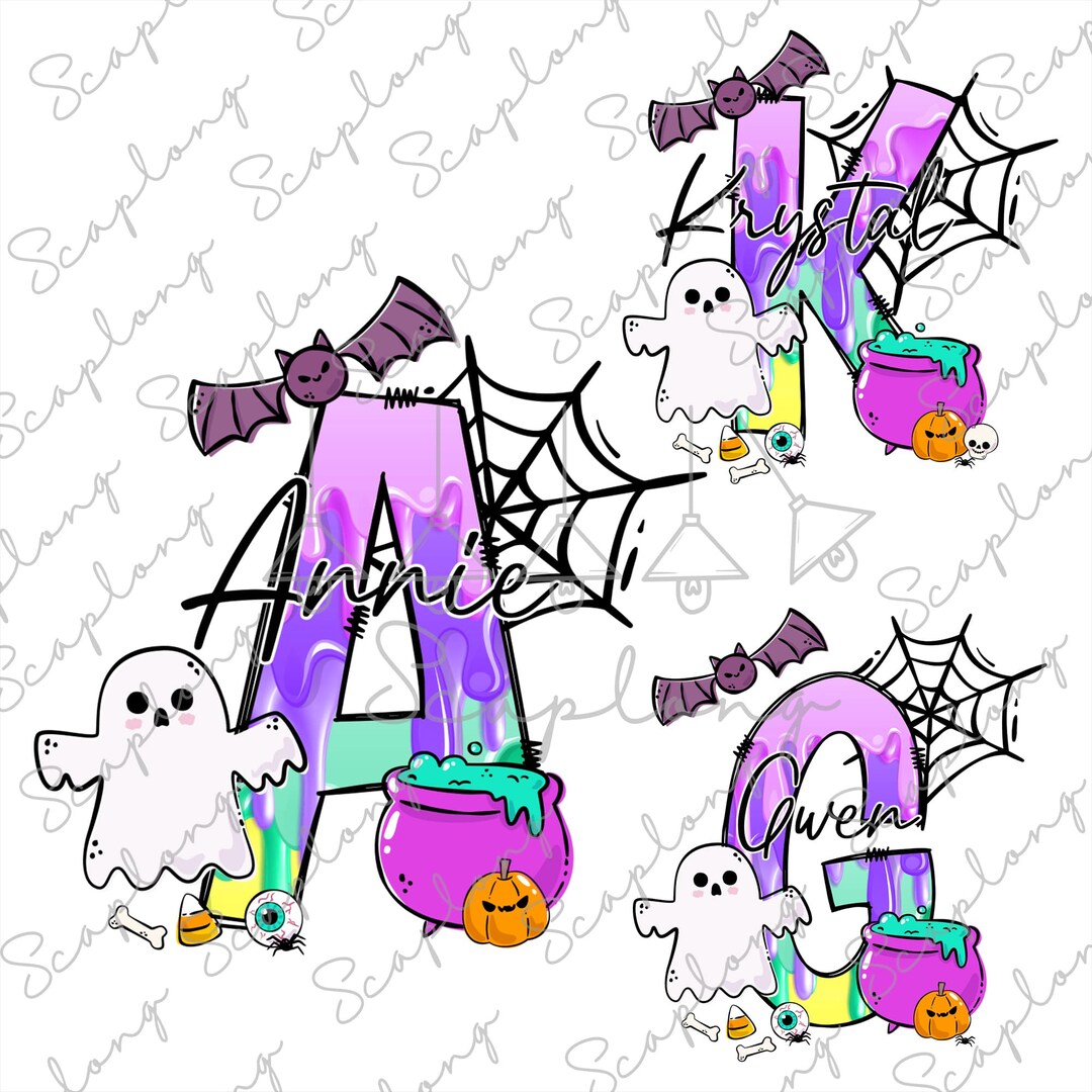 Custom Halloween Kids Name Png, Halloween Alphabet Png, Custom Alphabet ...