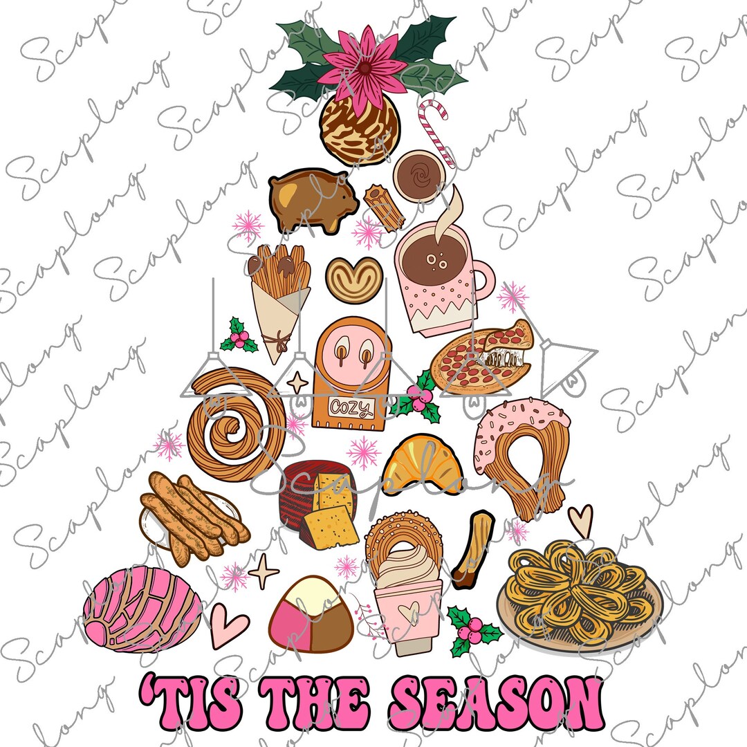 Pink Tis the Season Png, Pan Dulce Christmas Png, Cafecito Y Chisme ...