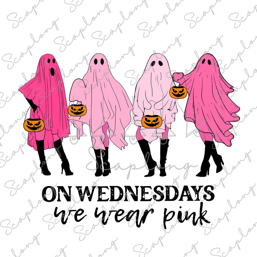 On Wednesdays We Wear Pink Png, Halloween Ghost Png, Ghost We Wear Pink ...