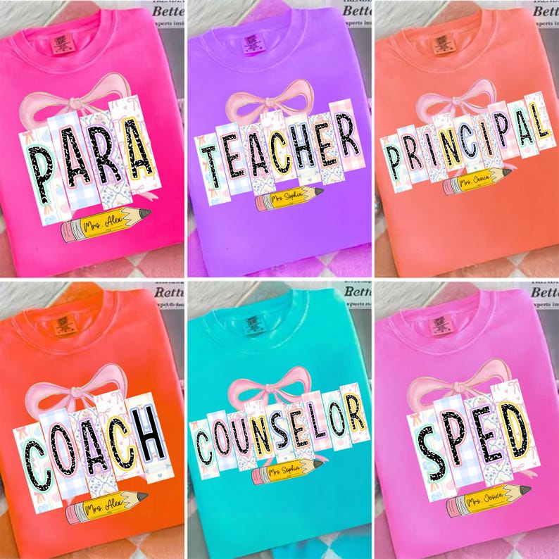 Coquette School Occupation Png Bundle, Custom Teacher Name, Back to ...