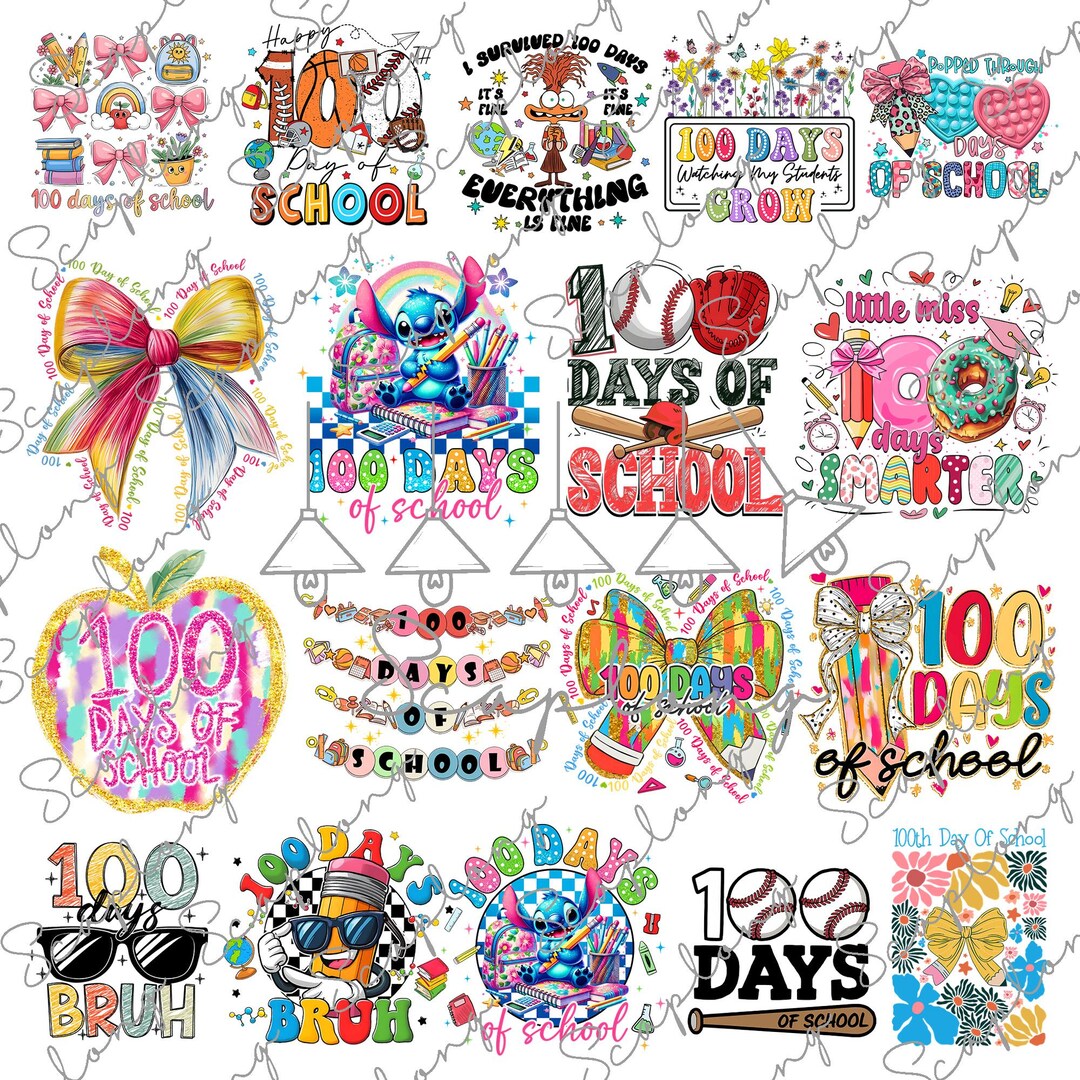 100th Day of School Png Bundle, 100 Days Smarter Png, Teacher Png,100 ...
