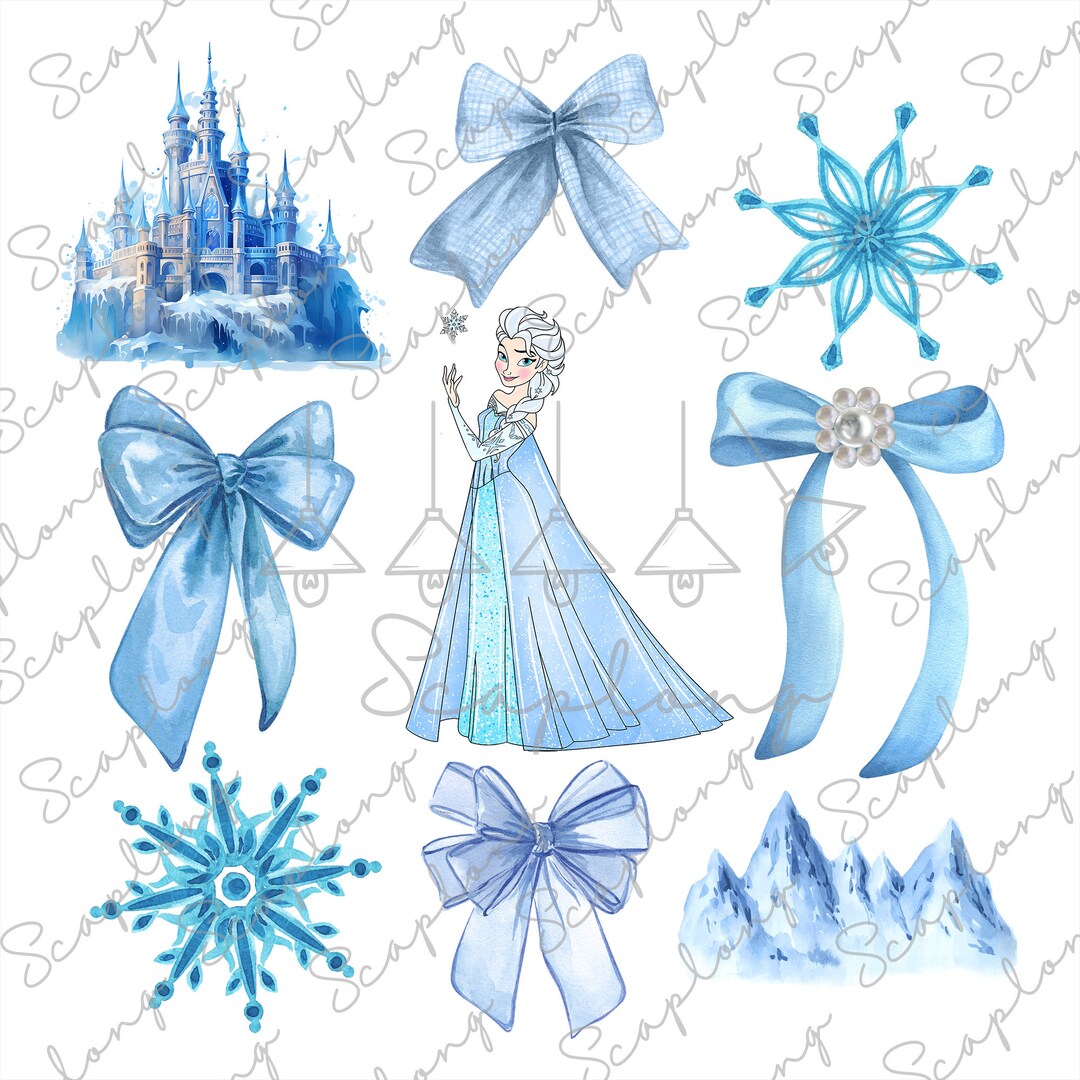 Watercolor Princess Coquette Bow Png, Princess Blue Ice Png, Cartoon ...