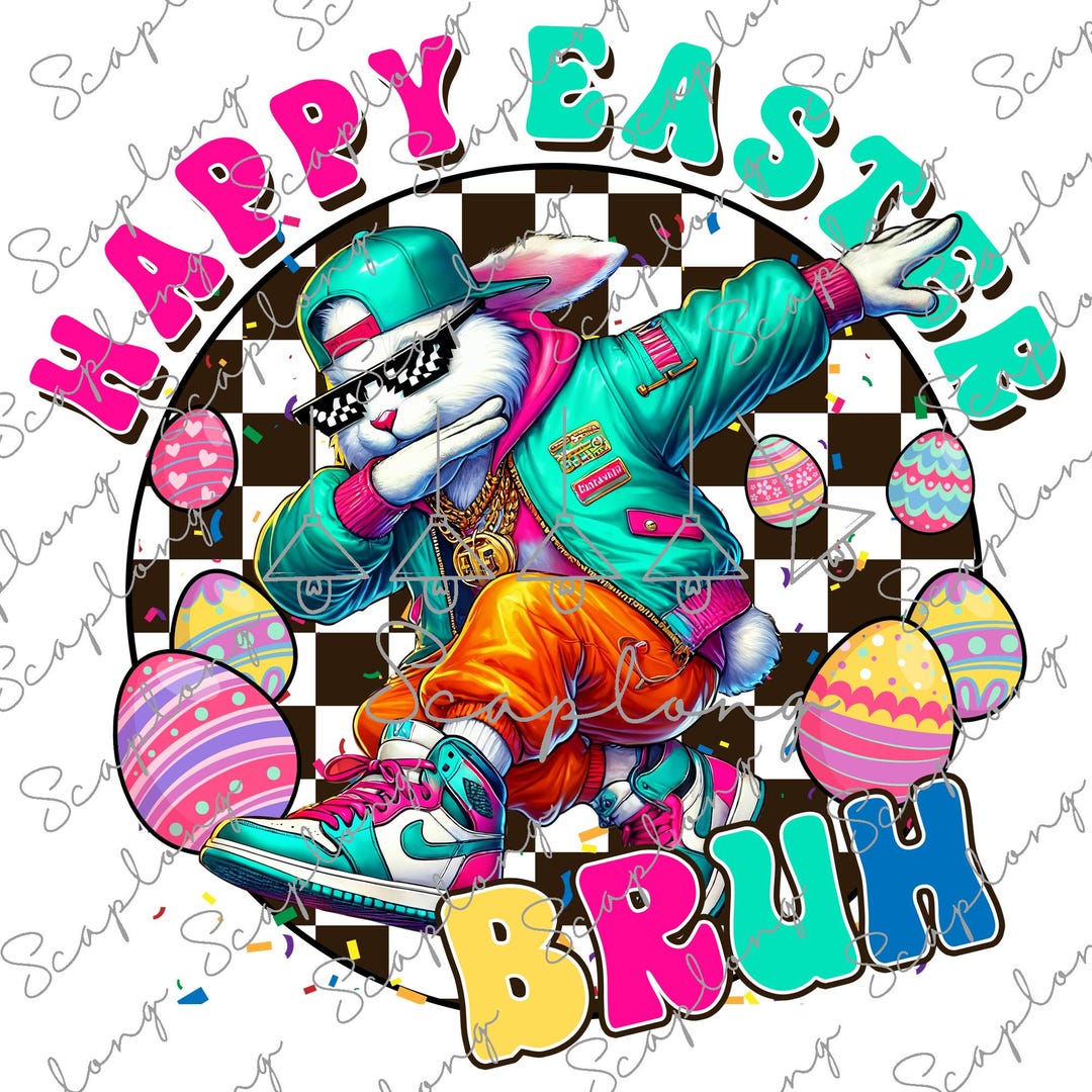 Happy Easter Bruh PNG, Retro Bunny Dabbing Png, Funny Easter Png, Kids ...