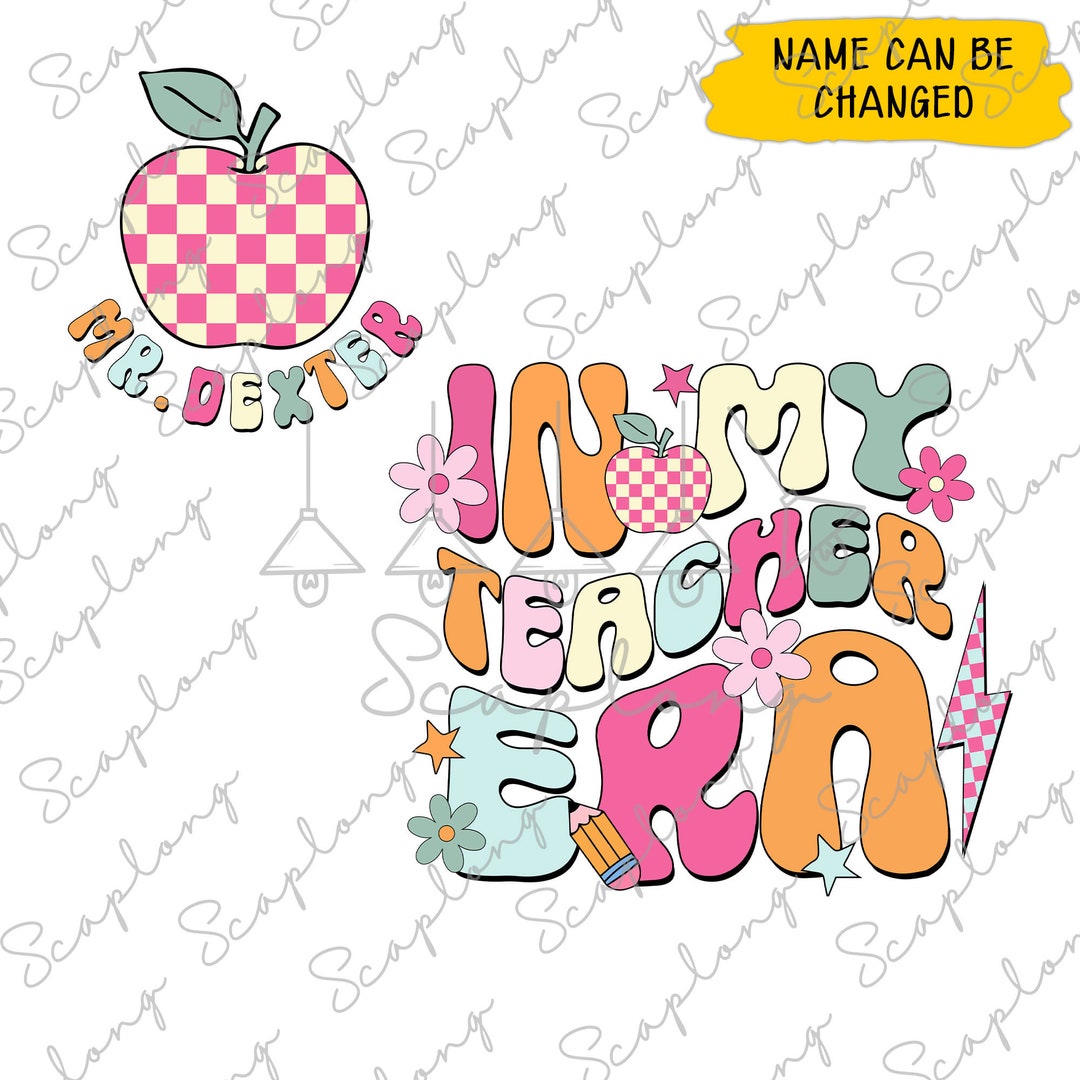 Personalized in My Teacher Era Png, Pink Checked Teacher Custom Name ...