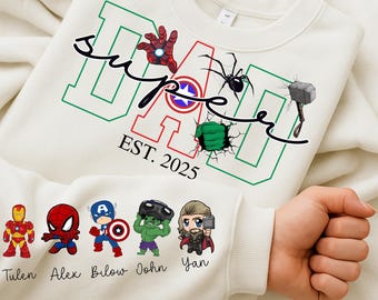 Custom Hero Dad Shirt Png, Dad Est With Kid Name on Sleeve Png ...