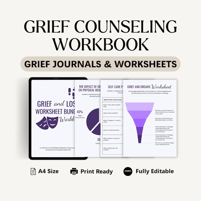 Grief Counseling Workbook: 50 Worksheets and Exercises for Healing and ...
