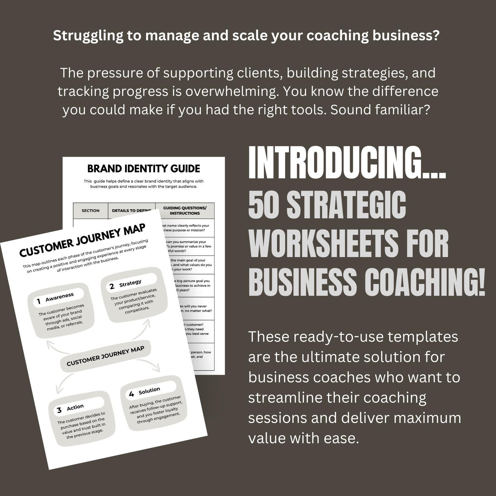 50 Strategic Worksheets for Business Coaching, Coaching Worksheets ...
