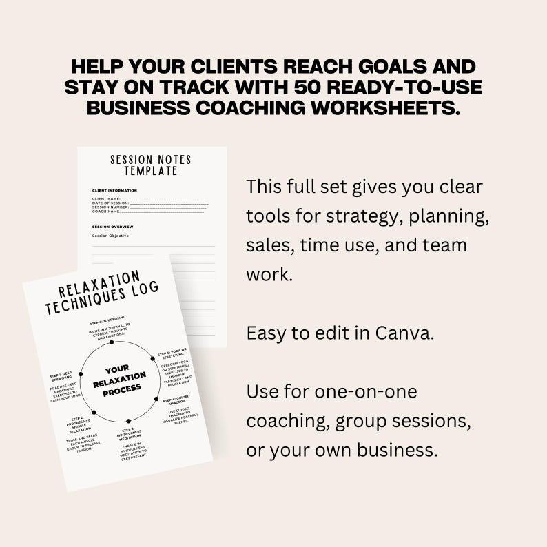 Life Coaching Printable Bundle With 70+ Editable PDF Worksheets Forms ...