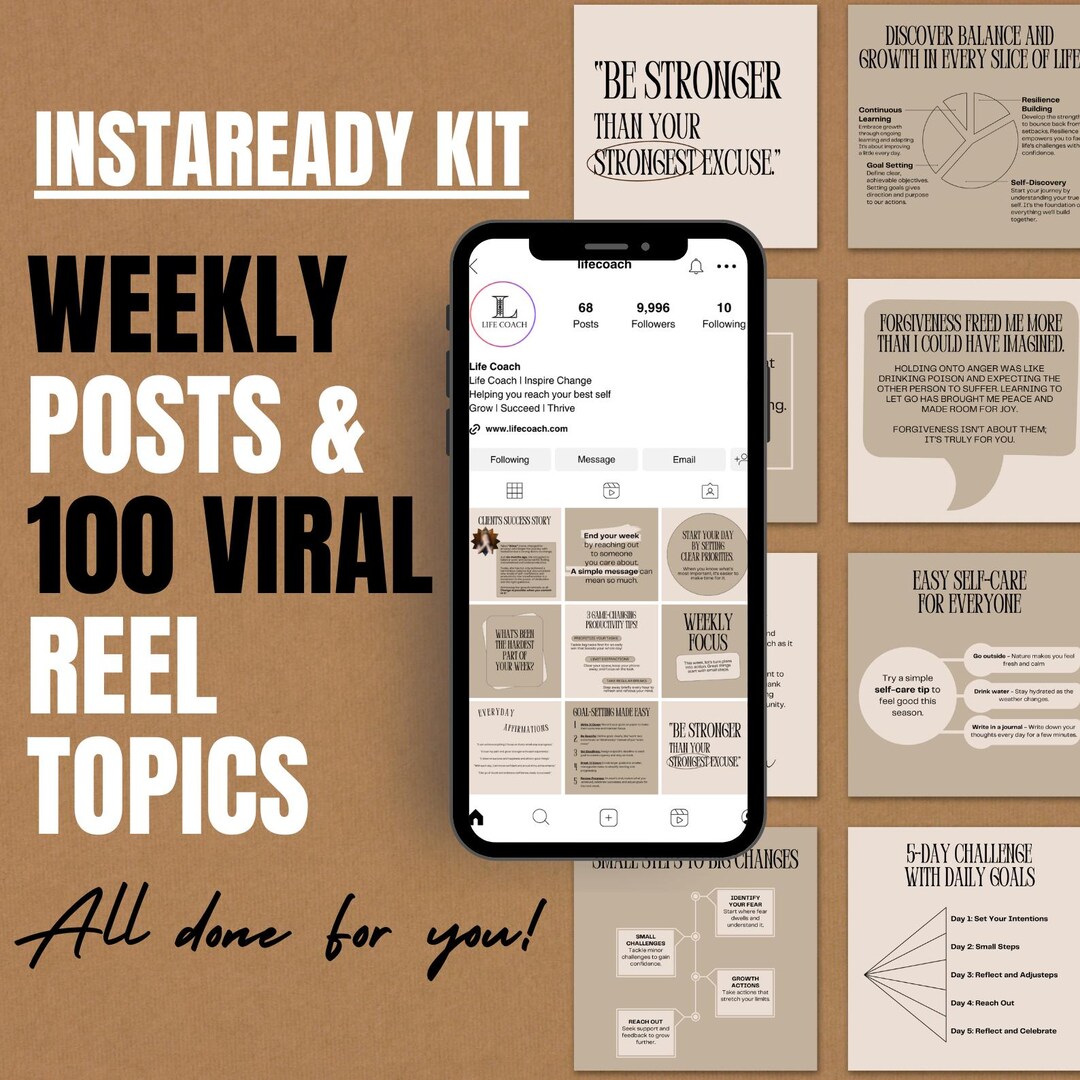 Weekly Instagram Done for You Posts and 100 Viral Reel Content Ideas ...