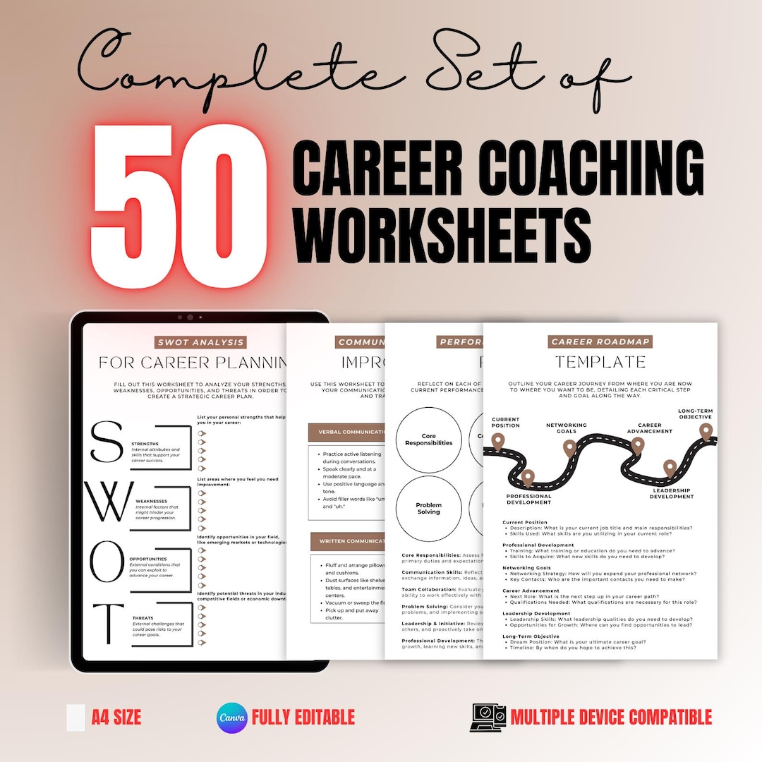 Complete Set of Career Coaching Worksheets, Career Coaching Planner ...
