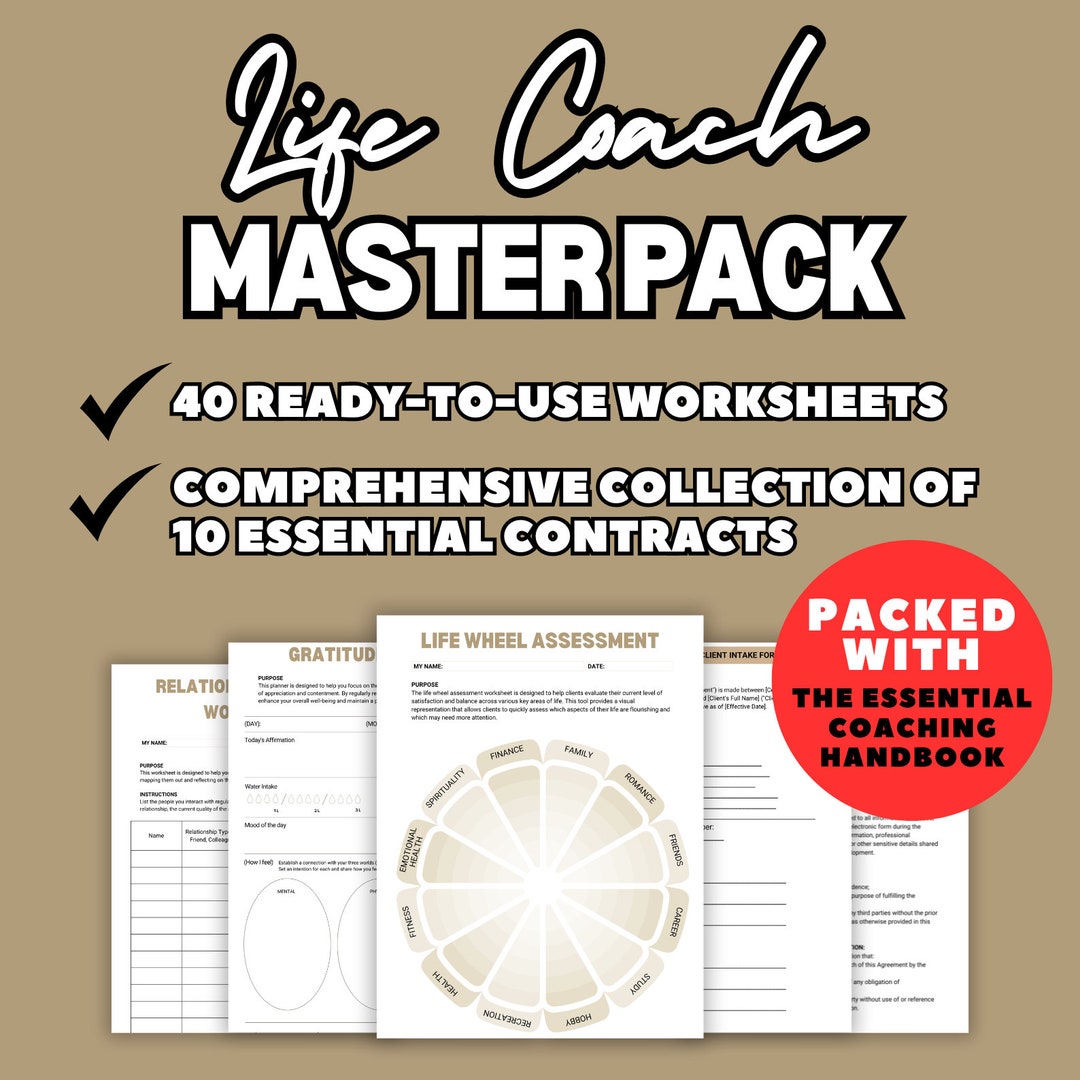 Life Coach Master Pack, Life Coaching Worksheets, Life Coach Templates ...