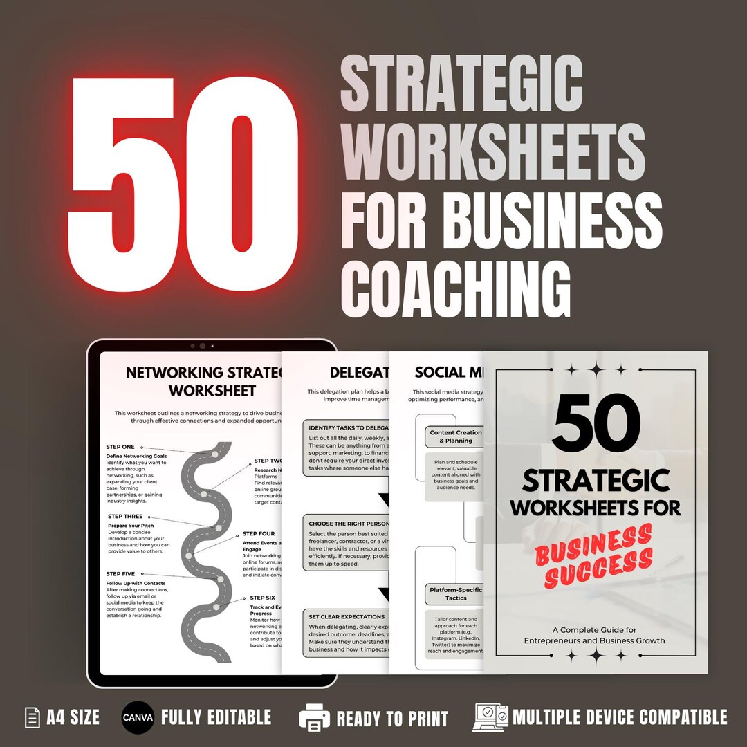 50 Strategic Worksheets for Business Coaching, Coaching Worksheets ...