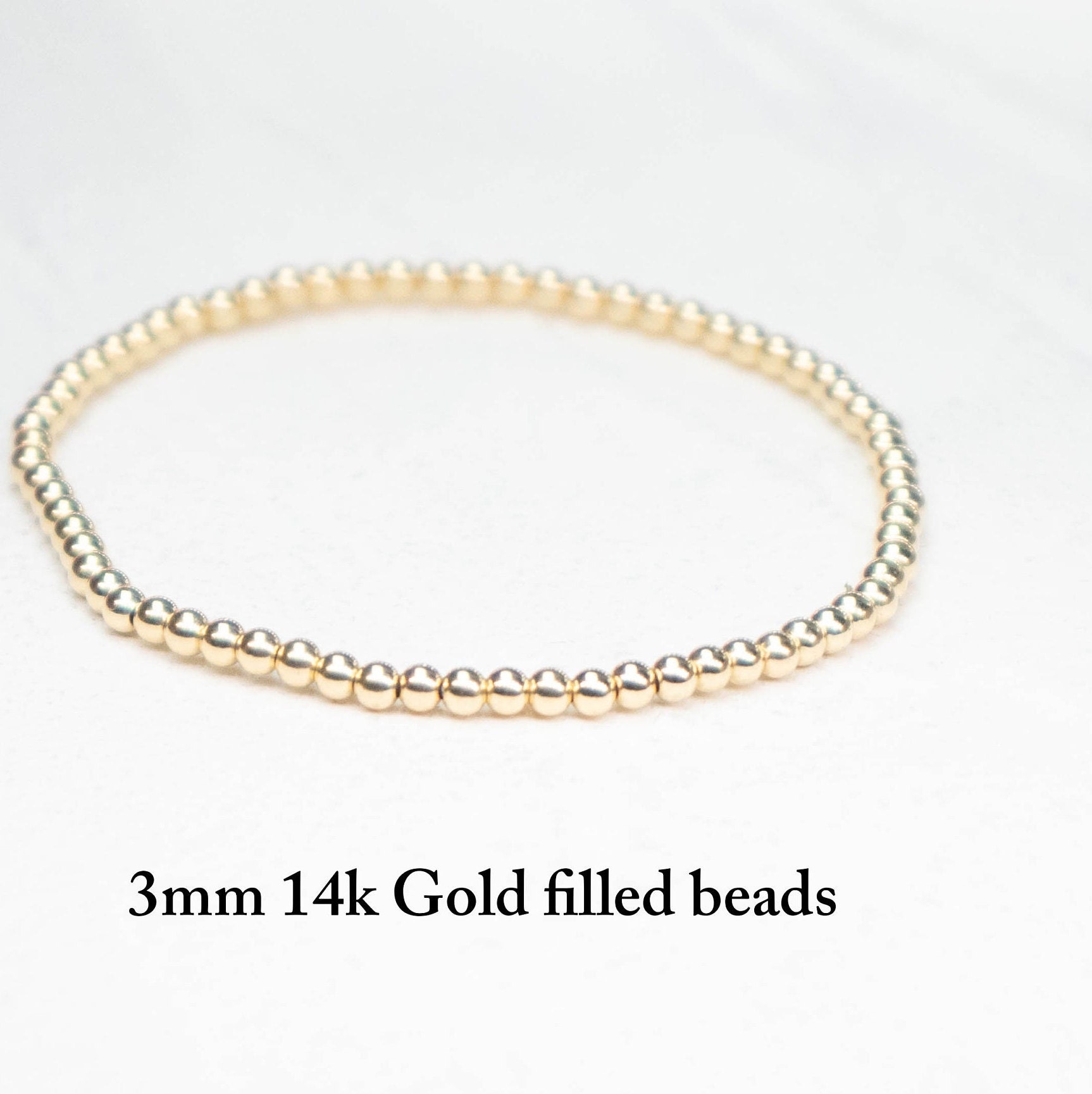 Blue Cornetto Charm 14k Gold Bead Stretch Bracelet, Italian Horn ...