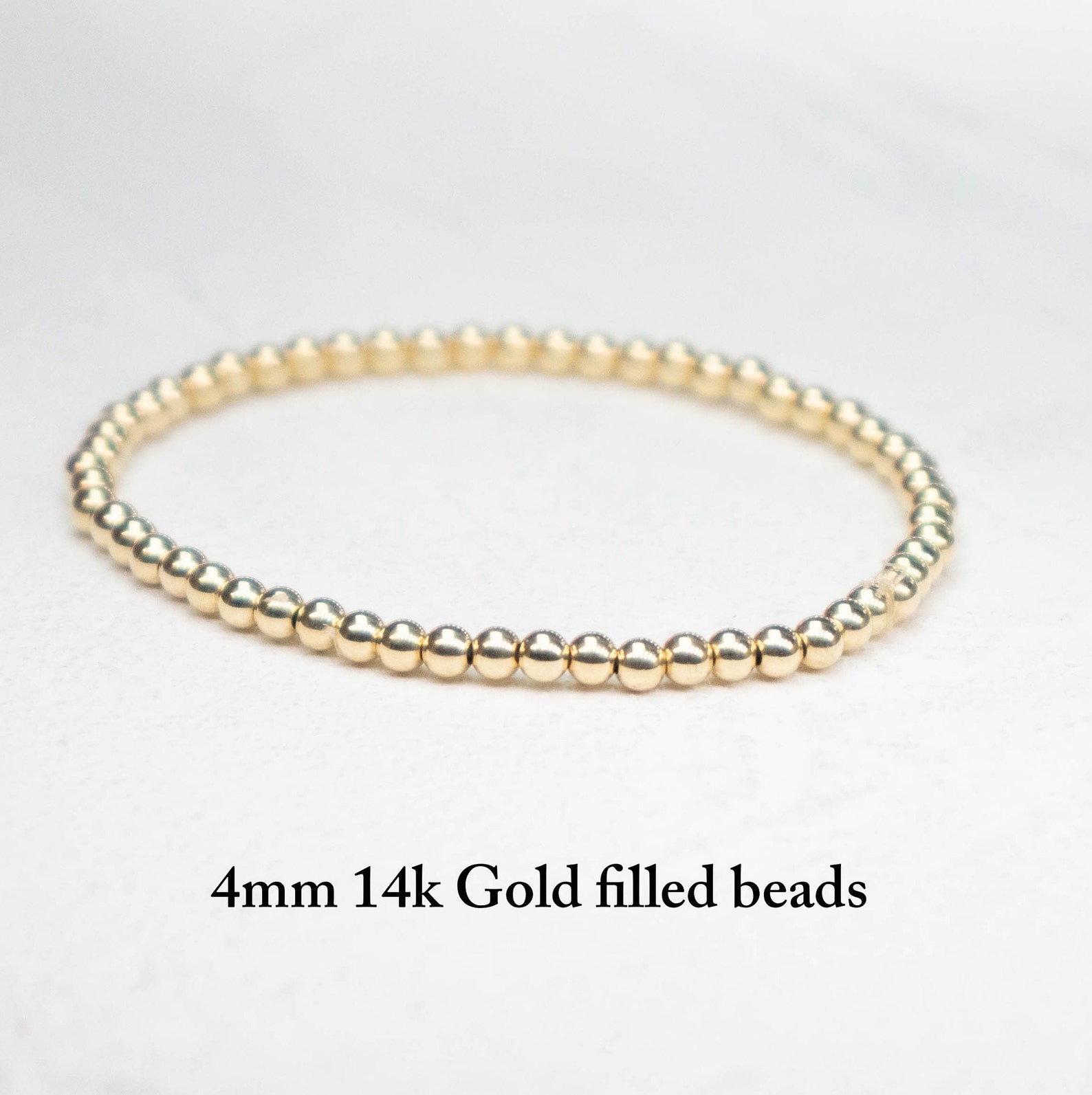 Blue Cornetto Charm 14k Gold Bead Stretch Bracelet, Italian Horn ...
