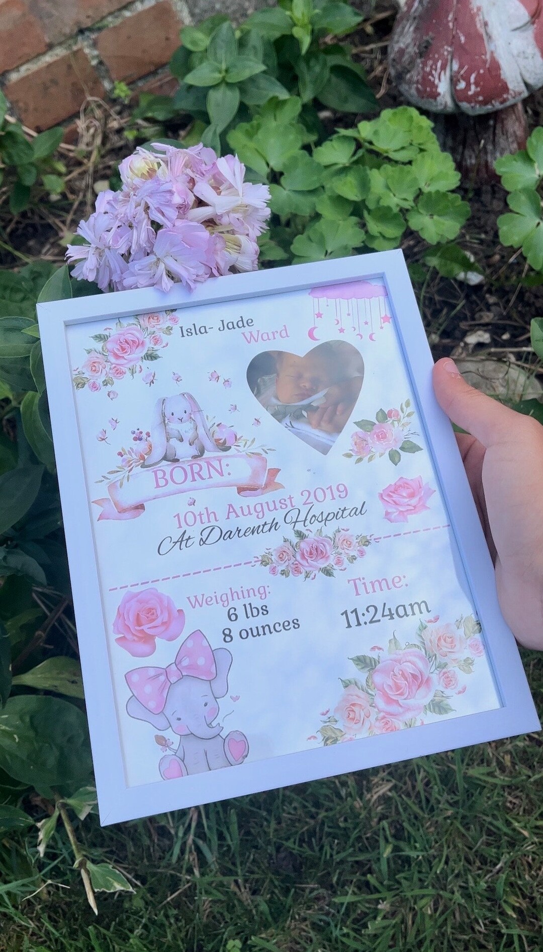 Baby Girl Customised Birth Photo Frame 8x6 - Etsy