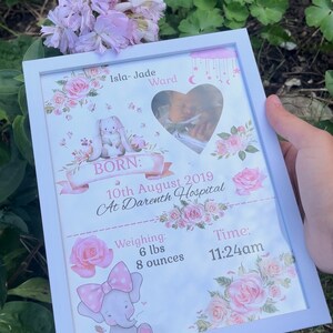 Baby Girl Customised Birth Photo Frame 8x6 - Etsy
