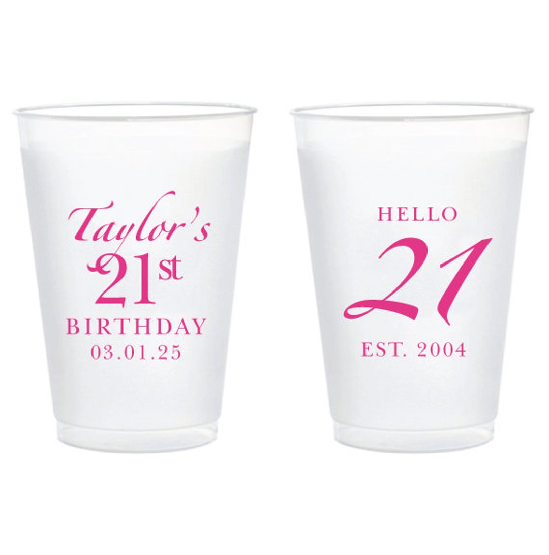 Hello 21 Birthday Frosted Cups, 21st Birthday Frosted Cup Favors, 21st ...