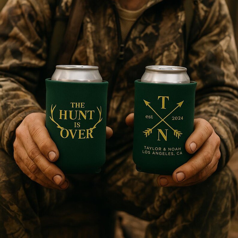 The Hunt is Over Can Coolers, Personalized Wedding Coolers, Custom ...