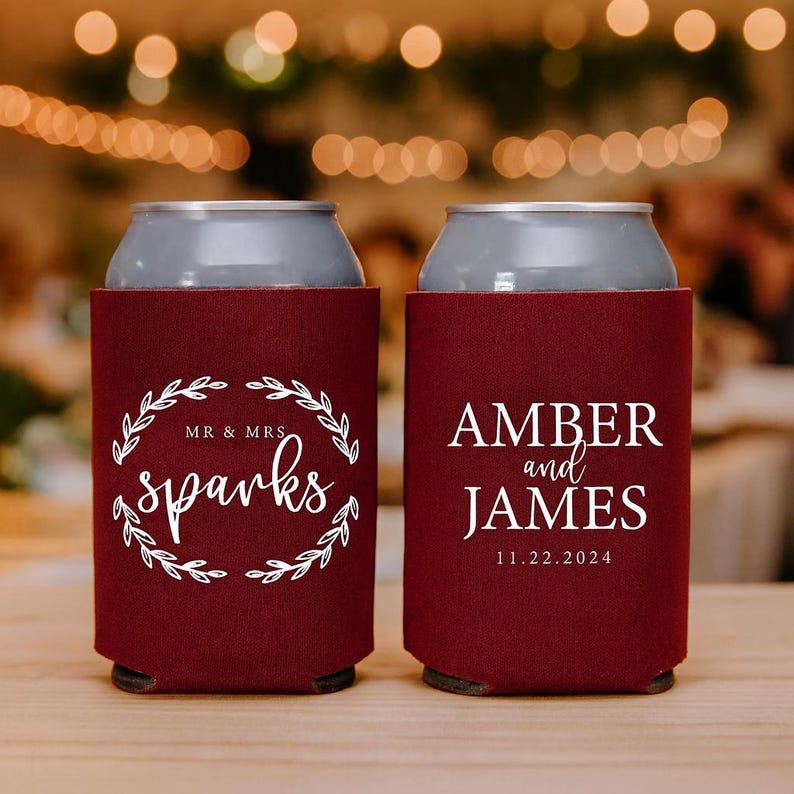 Personalized Wedding Beer Huggers, Custom Can Coolers Wedding Favors ...